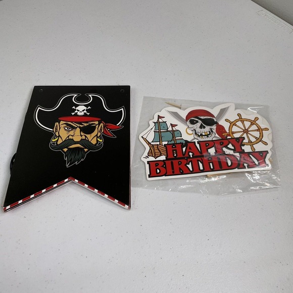 Unbranded | Party Supplies | Pirates Happy Birthday Banner Cake Cupcake ...